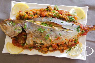 Peshk në furrë me domate - Arti Gatimit